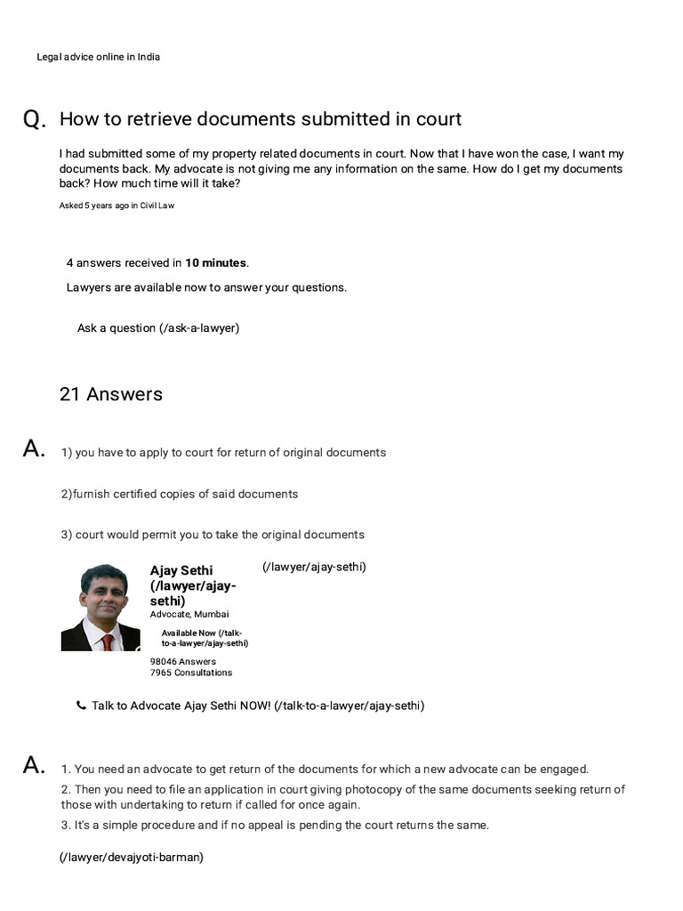 Retrieving Original Court Documents | PDF | Lawyer | Advocate