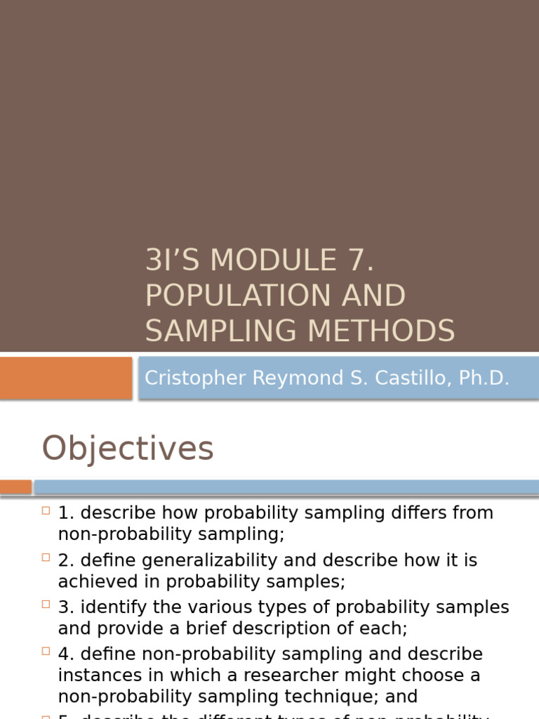 3is Module 7. Population and Sampling | PDF | Sampling (Statistics ...