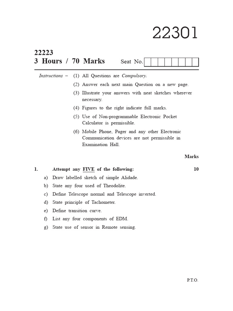 2023 Summer Question Paper (Msbte Study Resources) | PDF | Surveying