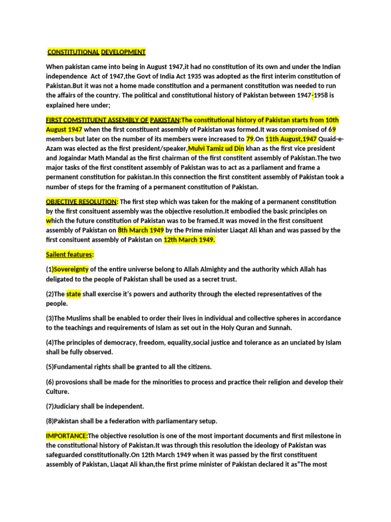 Constitutional Development | PDF | Government Of Pakistan | Pakistan