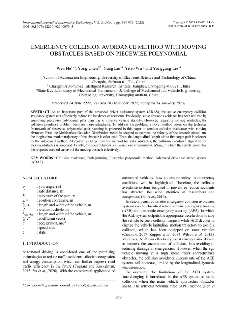 Emergency collision avoidance system | PDF | Prediction | Normal Distribution