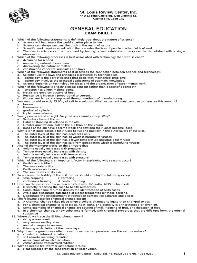 Gen Ed Exam Drıll I Qa | PDF | Atmosphere Of Earth | Rock (Geology)