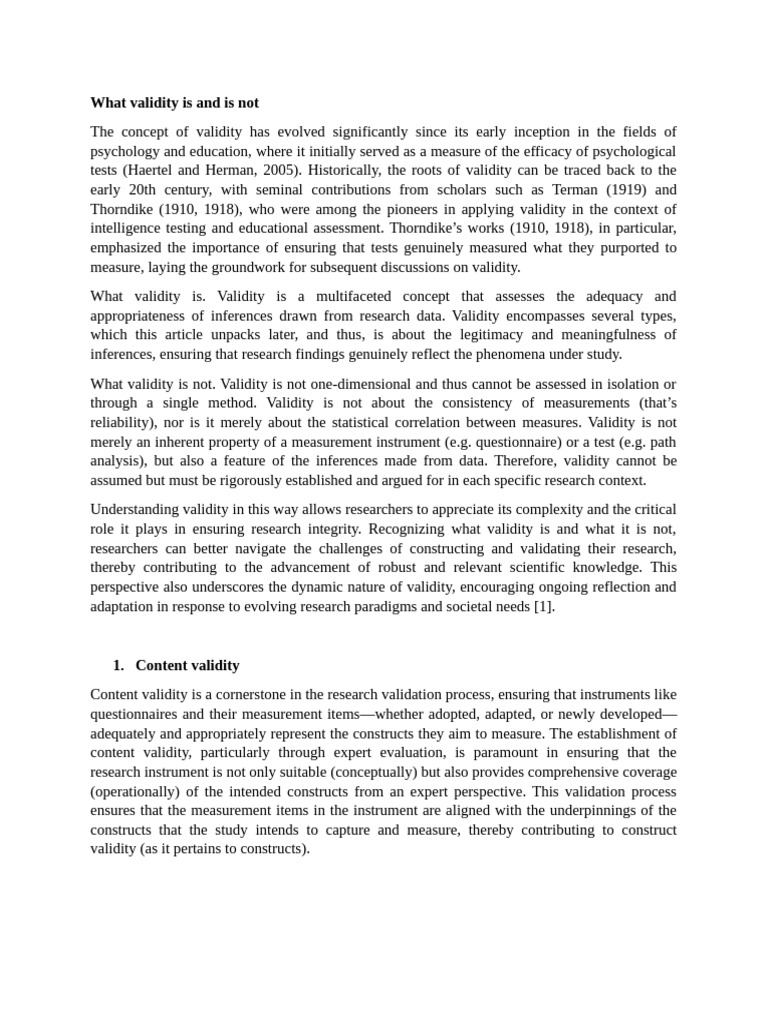 What validity is and is not | PDF | Validity (Statistics) | Usability