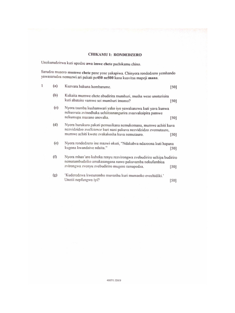 Form 4 Shona End of Term1 | PDF