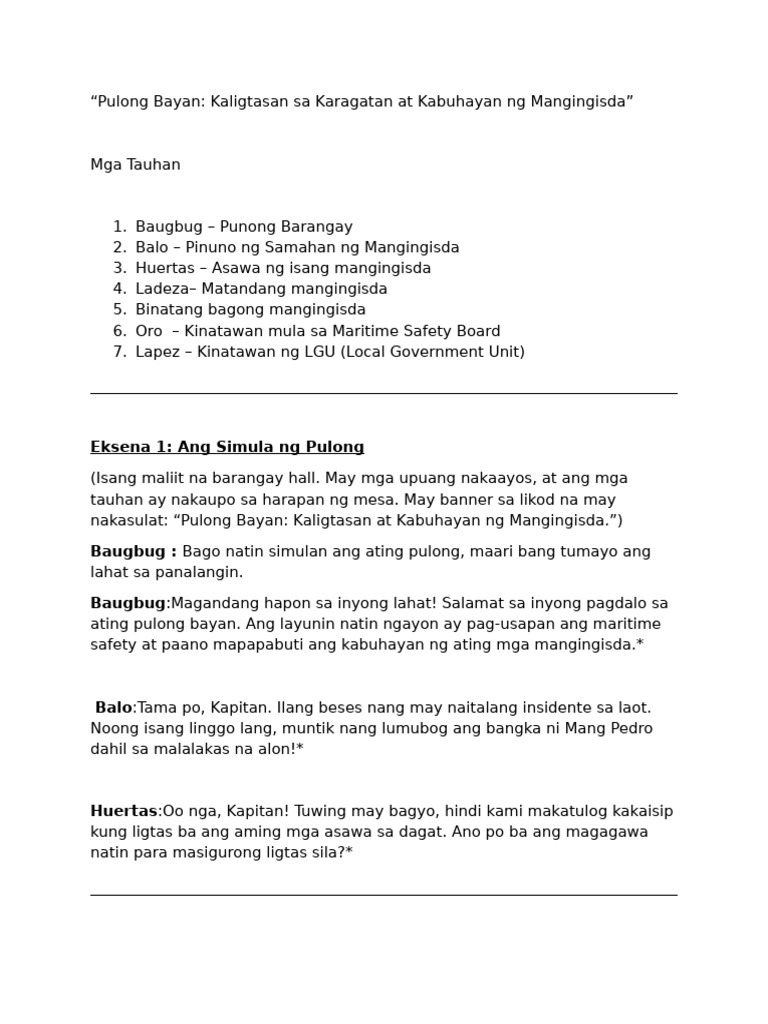 Filipino 1 - Roleplay Script | PDF