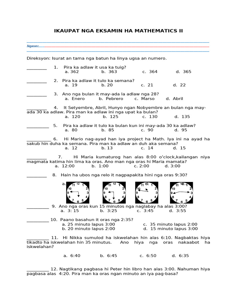 MATH Grade 2 4th | PDF