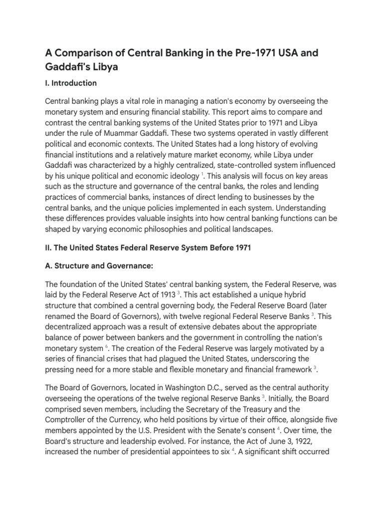 Gaddafi, Pre-1971 US Banking | PDF | Central Banks | Banks