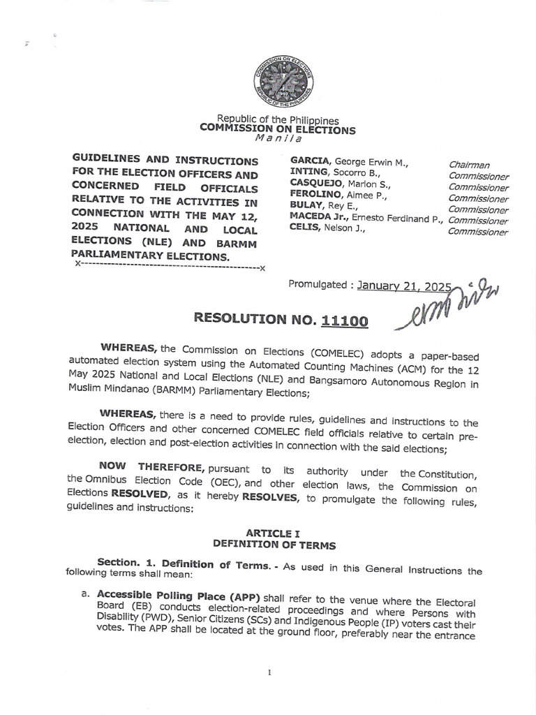 Resolution No. 11100 | PDF | Commission On Elections (Philippines ...