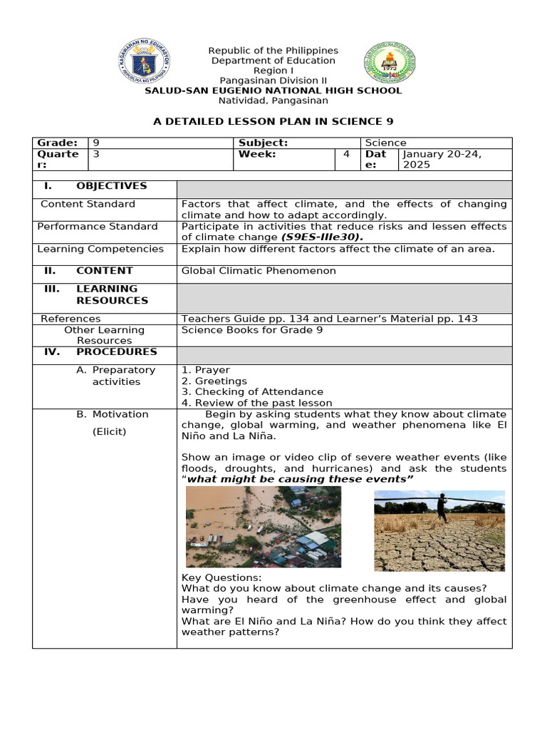 Science 9 Lesson Plan: Climate Change | PDF | Greenhouse Effect ...