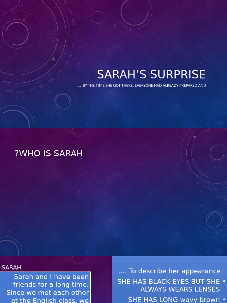 Sarah's Surprise. Appearance, Personality Traits, Past Perfect | PDF