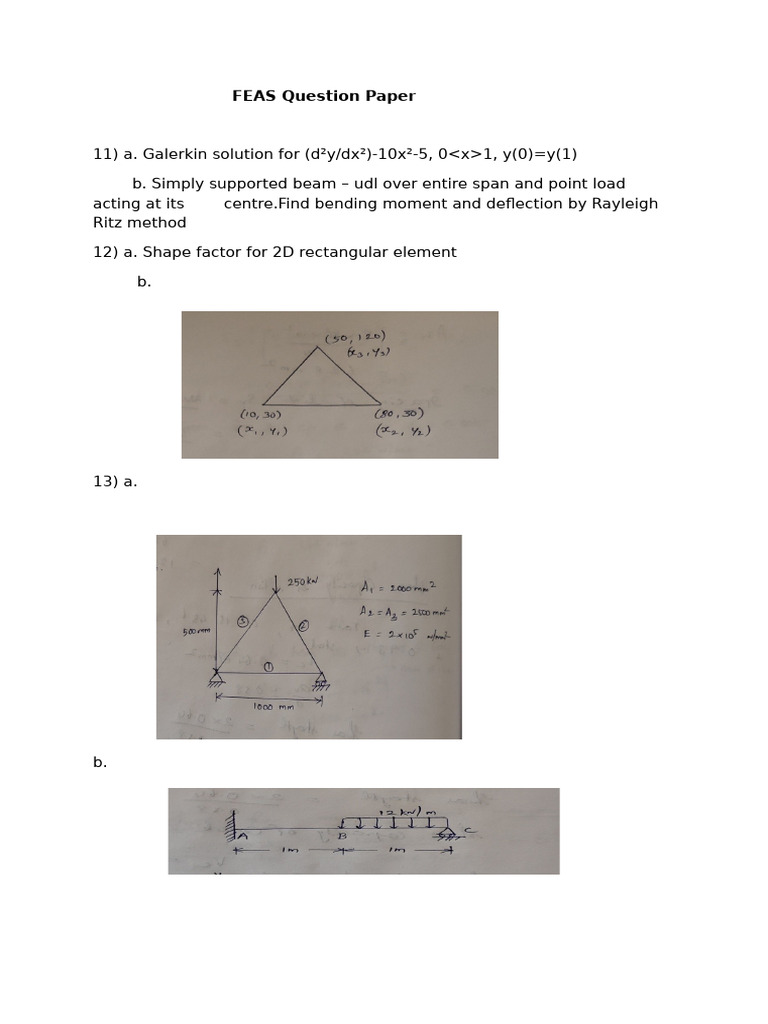 FEAS Question Paper: Finite Element Analysis | PDF