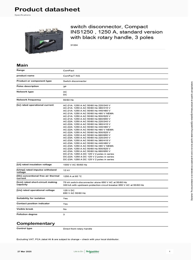 Schneider Electric - ComPact-INS-INV - 31334 | PDF | Alternating Current | Electricity