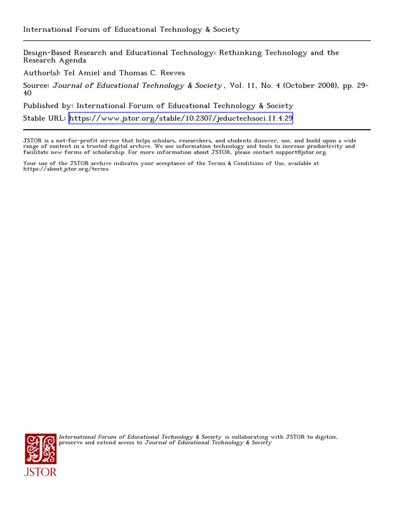 Amiel DesignBasedResearchEducational 2008 | PDF | Educational Technology | Hypothesis