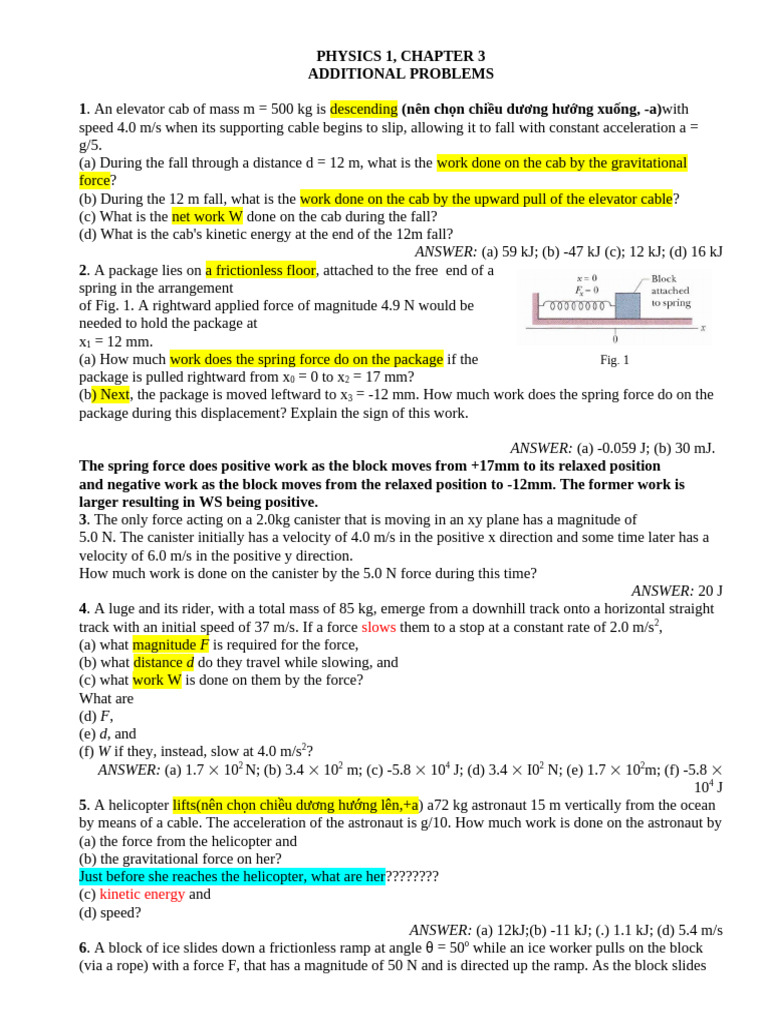 Extra Problem Phys 1 CH 3 | PDF | Force | Motion (Physics)