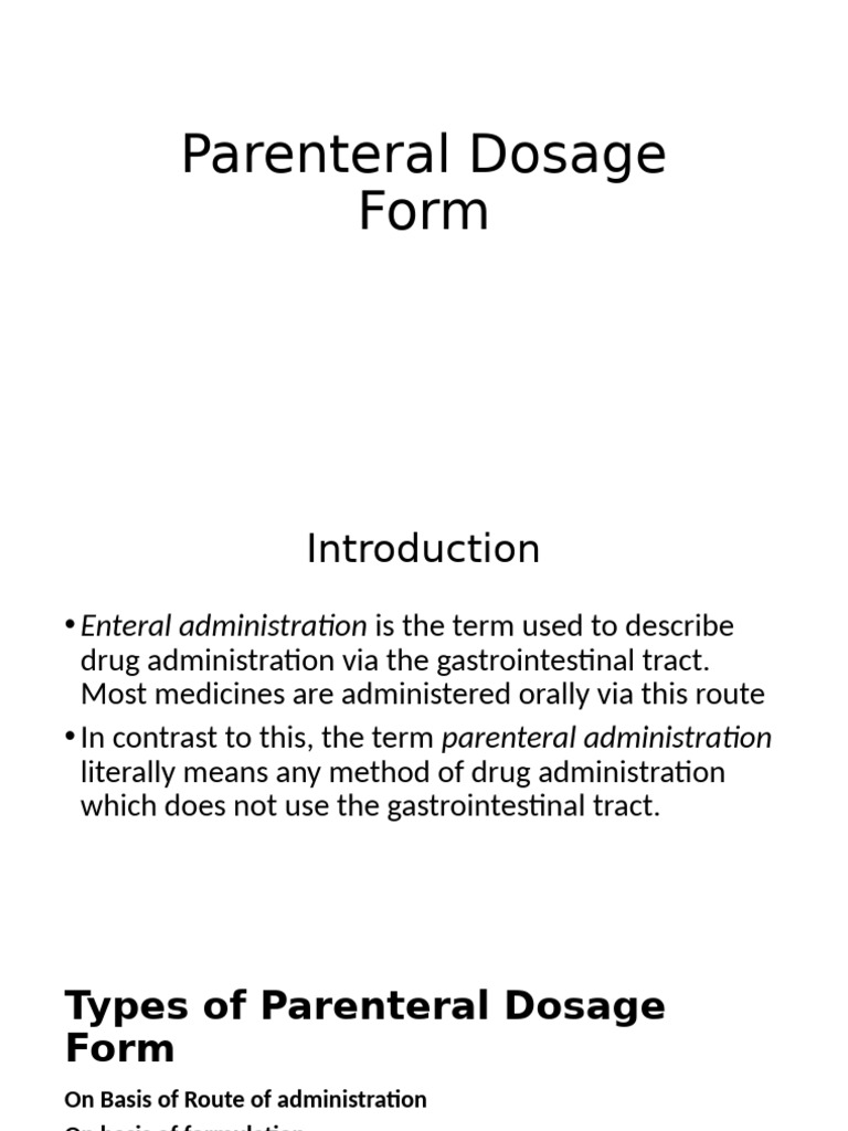 13-Parenteral Dosage Form | PDF | Injection (Medicine) | Chemistry