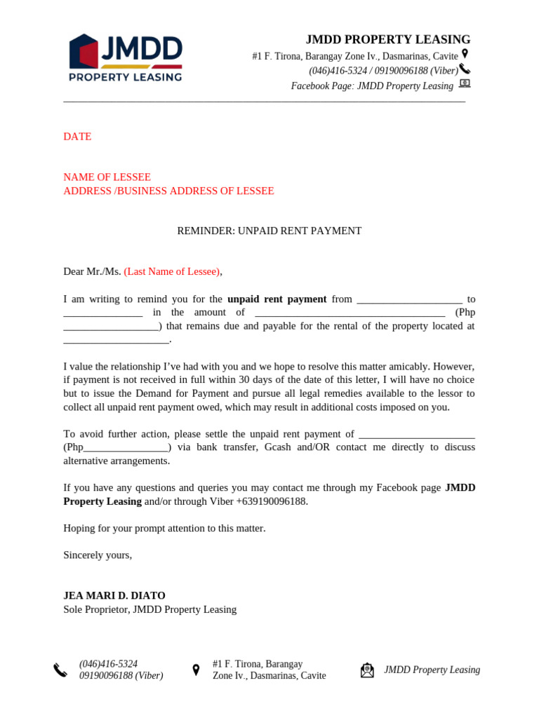 Template Payment Reminder 1 | PDF