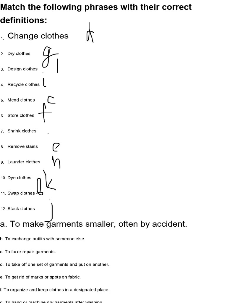 Match The Following Phrases With Their Correct Definitions | PDF