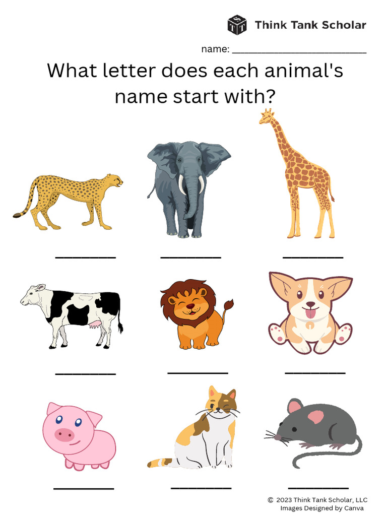 Free Preschool Animal Letter Name Identification Lesson Worksheet 1 | PDF