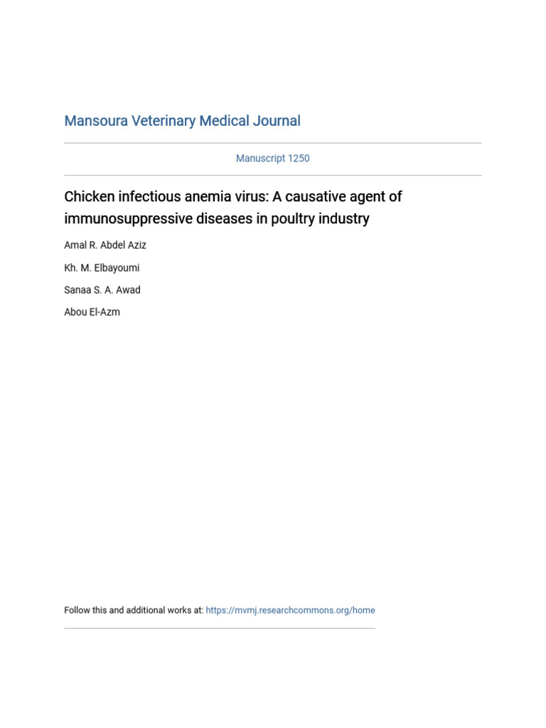Chicken Anemia Virus in Poultry Industry | PDF | Infection | Vaccines