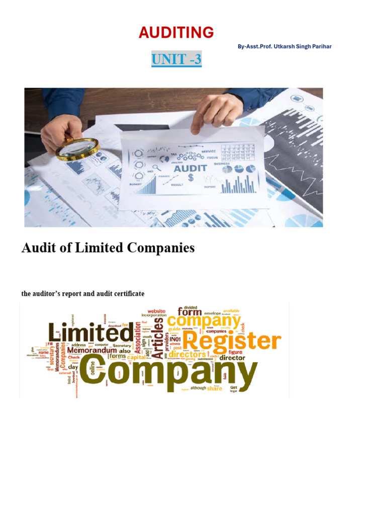 auditing unit 3 notes | PDF | Audit | Auditor's Report