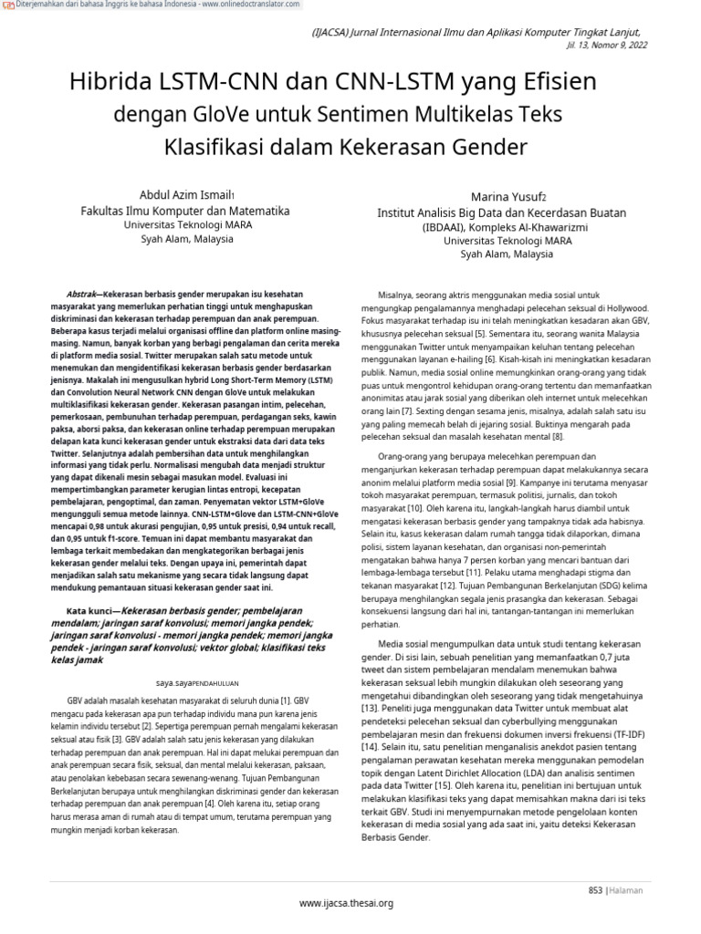 An Efficient Hybrid LSTM-CNN and CNN-LSTM With Glo.en.Id | PDF