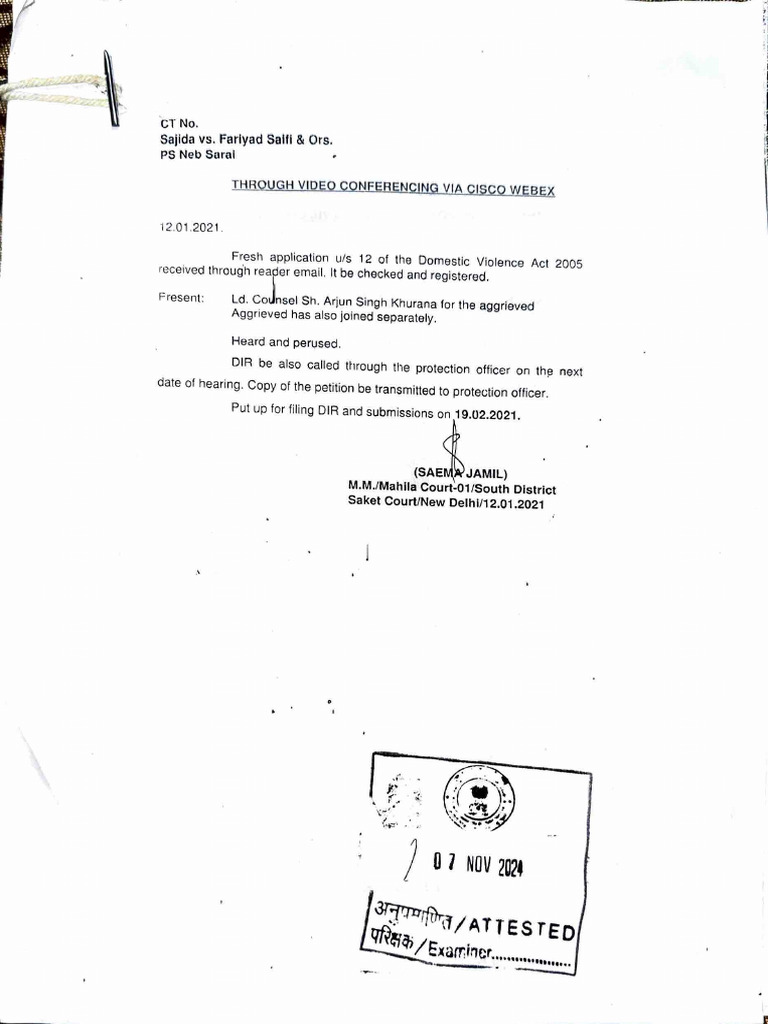 Sajida Vs Fariyad DV | PDF