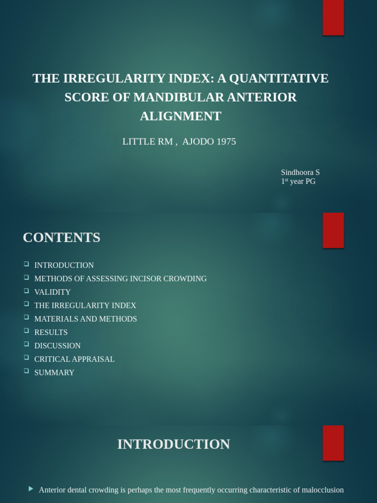 Little's Irregularity Index Explained | PDF | Statistical Analysis ...