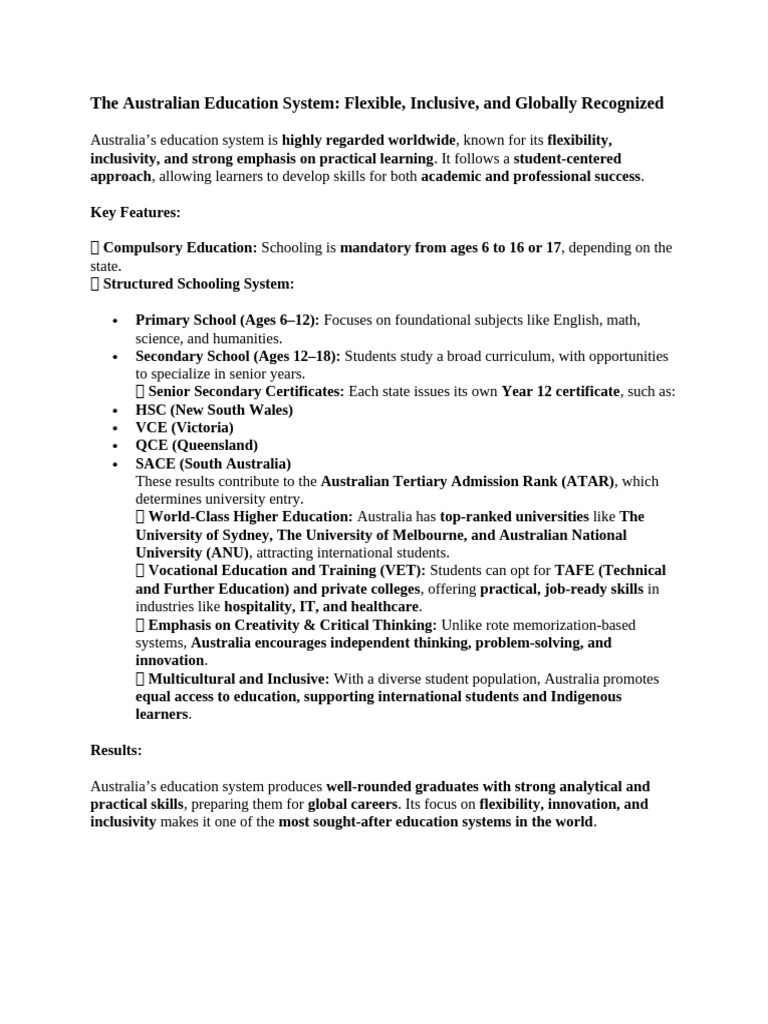 The Australian Education System | PDF