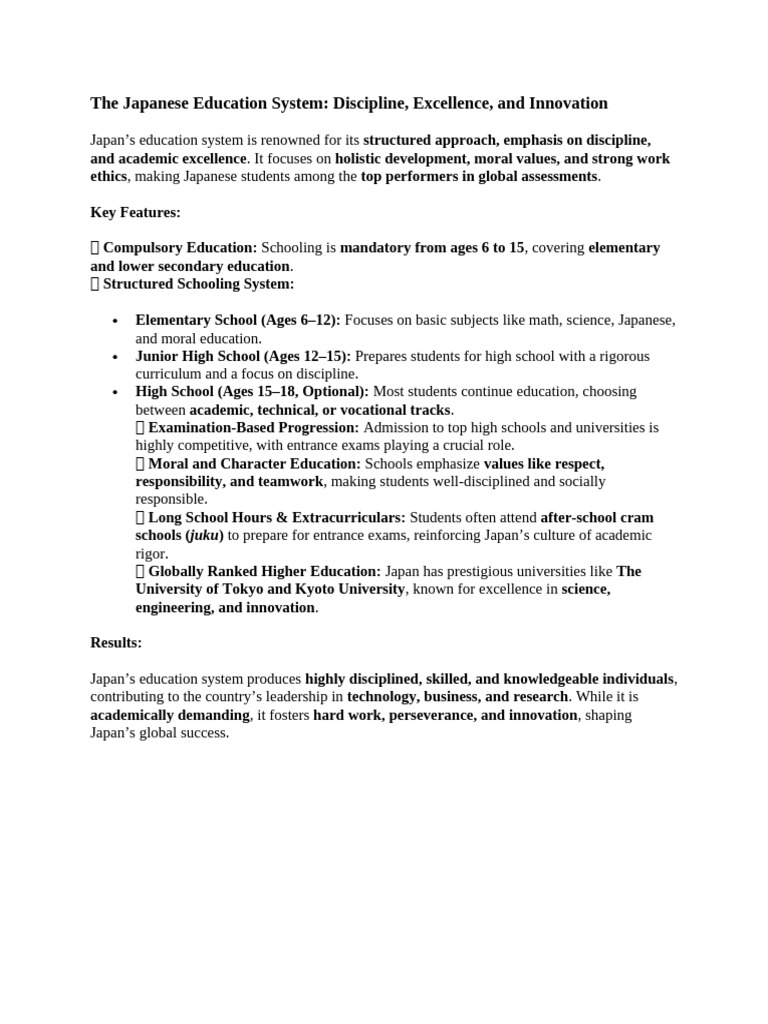 The Japanese Education System | PDF