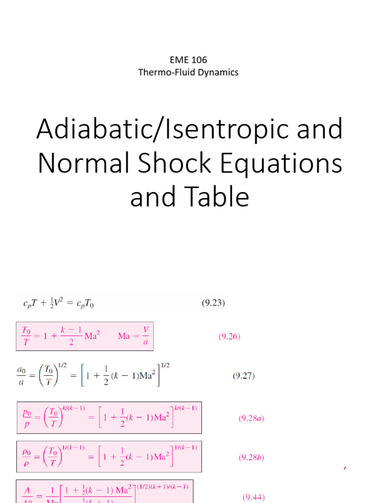 Isentropic Equations Tables | PDF