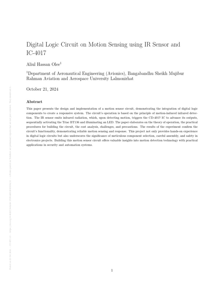 Motion Sensor Circuit with CD-4017 IC | PDF | Electronic Circuits ...