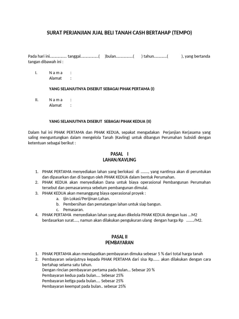 Draft Perjanjian Jual Beli | PDF