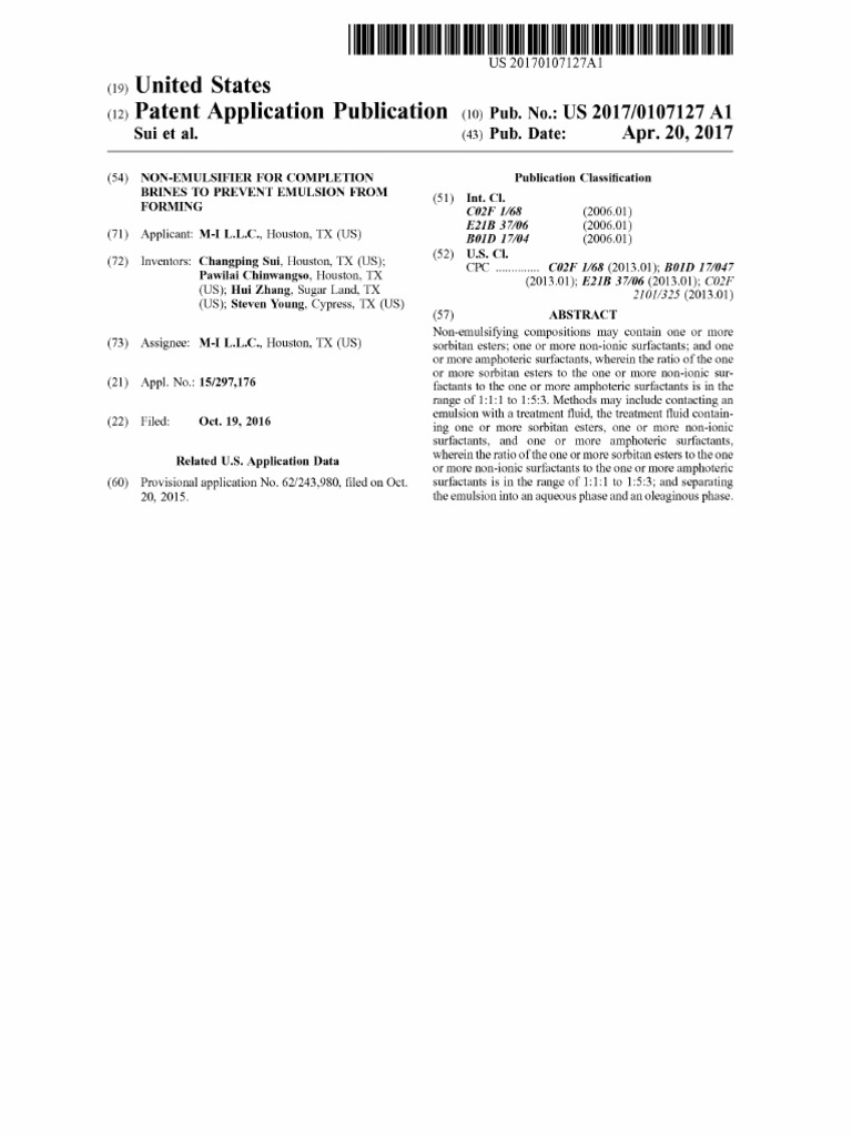 Us 20170107127 a 1 | PDF | Surfactant | Emulsion