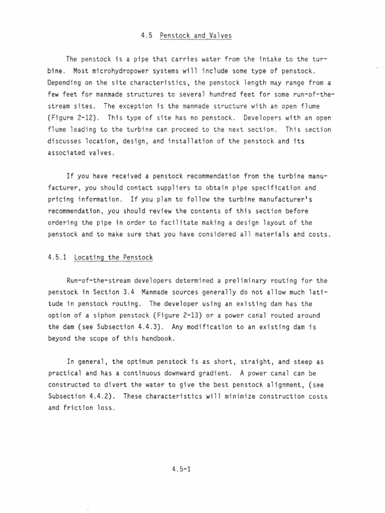 Penstock Design and Installation Guide | PDF | Valve | Pipe (Fluid ...