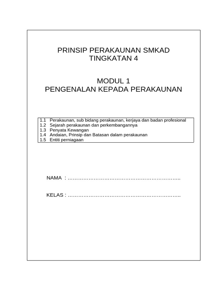 Modul 1 Pengenalan kepada perakaunan.docx student | PDF