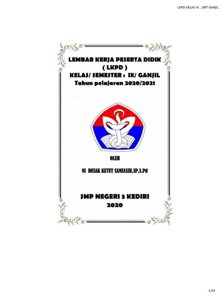 LKPD KELAS IX, SMT GANJIL - Unduh Buku - 1-35 Halaman - FlipHTML5 | PDF