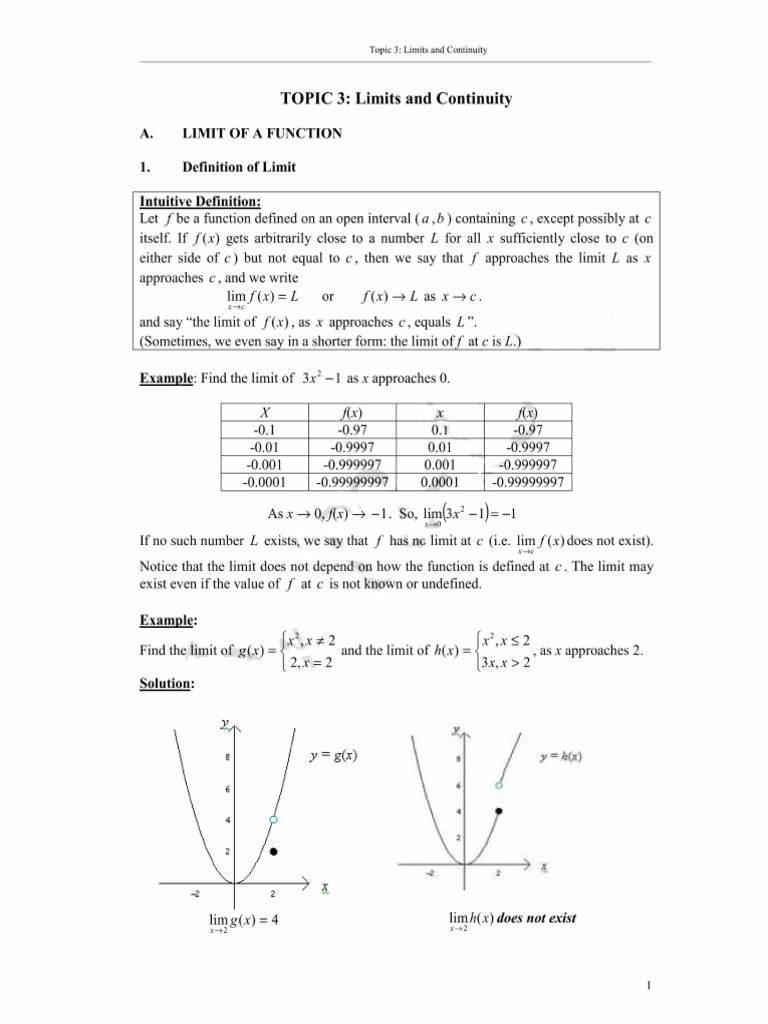 CMA6114 Topic 3 Limits_continuity | PDF