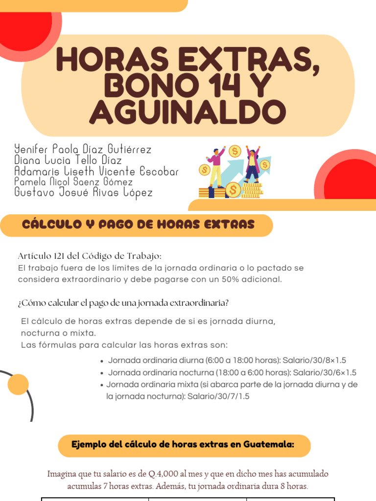 G-3 Horas Extras, Bono 14 y Aguinaldo | PDF | Salario | Tiempo ...