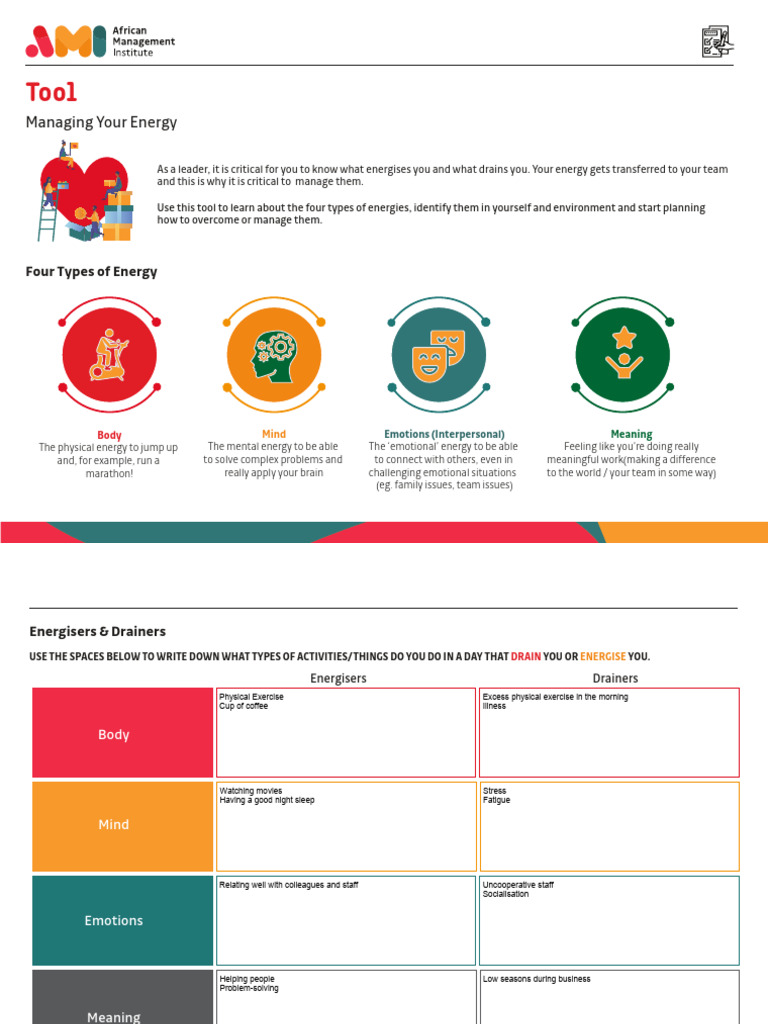 Tool - Managing Your Energy | PDF | Mind | Psychological Concepts