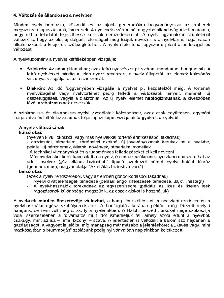 Nyelvtan 4 Tétel - 2025 | PDF