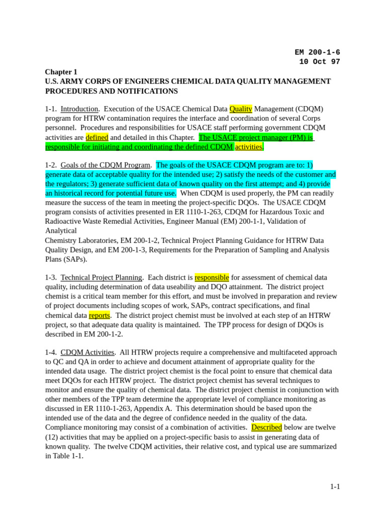USACE Chemical Data Quality Management | PDF | Quality Assurance ...