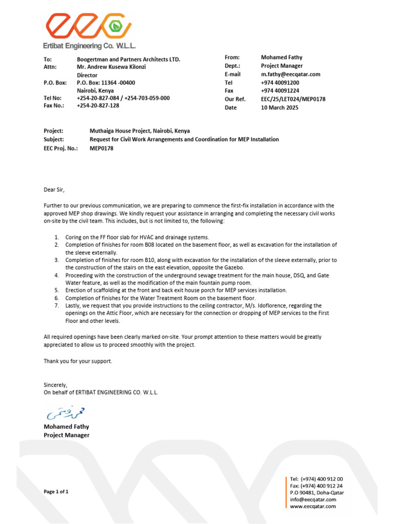 EEC24LET024-MEP0178 Request For Civil Work Arrangements and ...