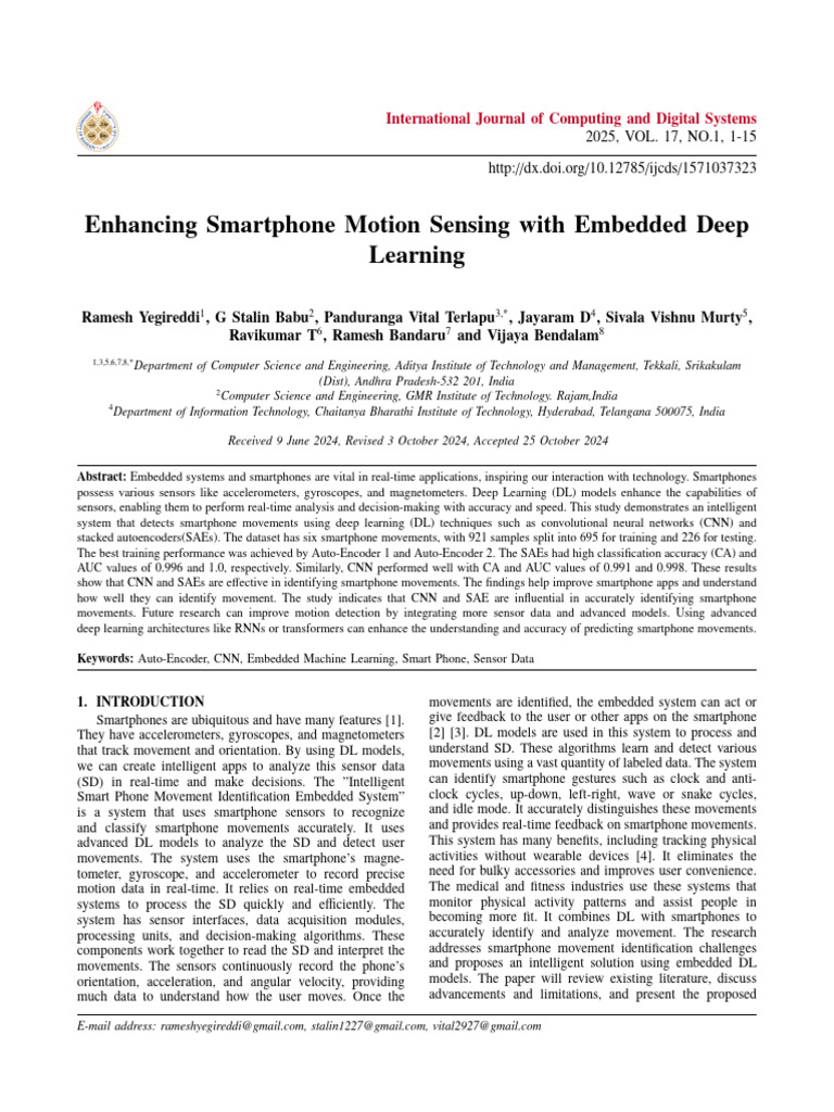 Enhancing Smartphone Motion Sensing With Embedded Deep Learning | PDF | Receiver Operating ...