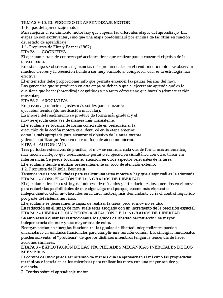 Tema 9-10-11 | PDF | Memoria | Aprendizaje