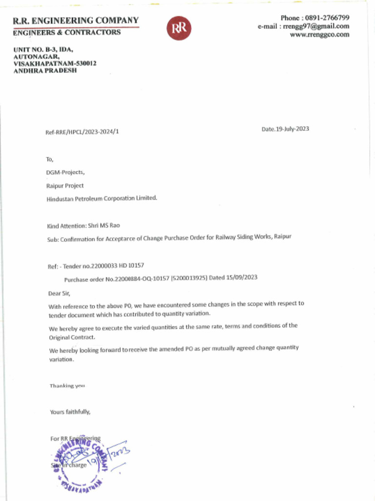 Sample-Vendor Request Letter For Change in Quantity | PDF