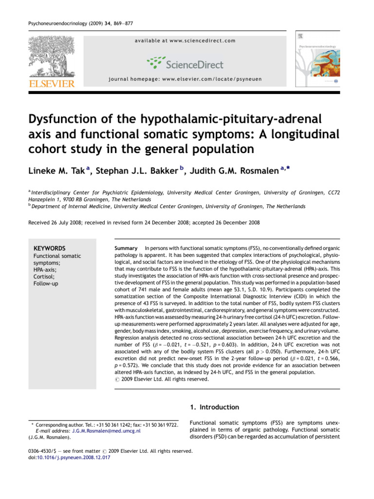 Dysfunction of The HPA Axis and Connection With FSS | PDF ...