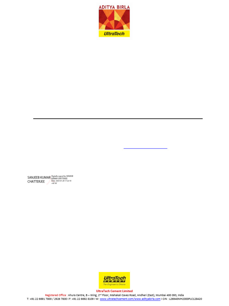 Scrip Code: 532538 Scrip Code: ULTRACEMCO Sub.:: Sanjeeb Kumar ...