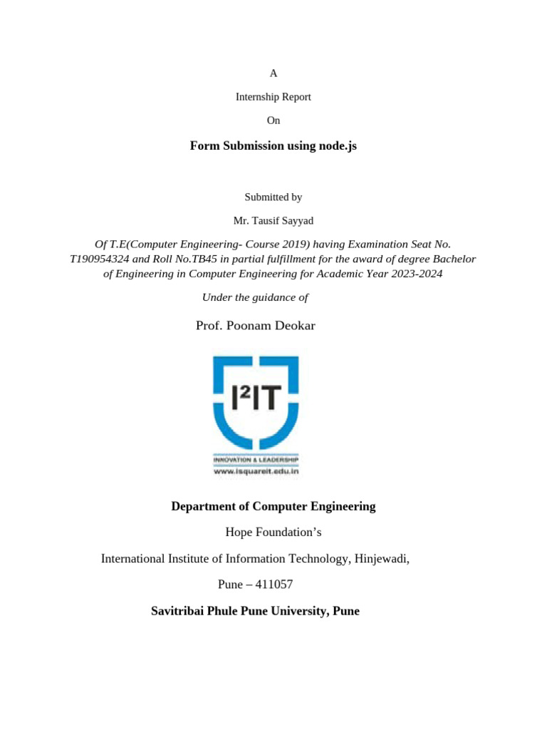 Final Internship Report (Tausif Sayyadl) | PDF | Client–Server Model | Web Development