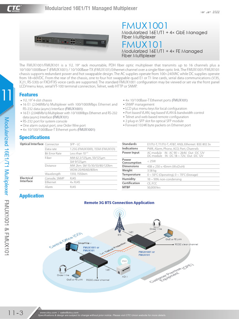 16E1/T1 Managed Fiber Multiplexer | PDF | Ethernet | Fiber Optic ...