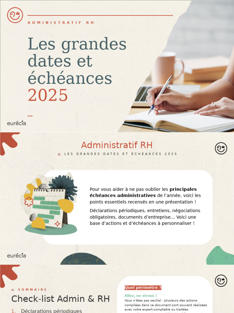Eurecia Calendrier Echeances Rh 2025 | PDF | Salaires | Travail